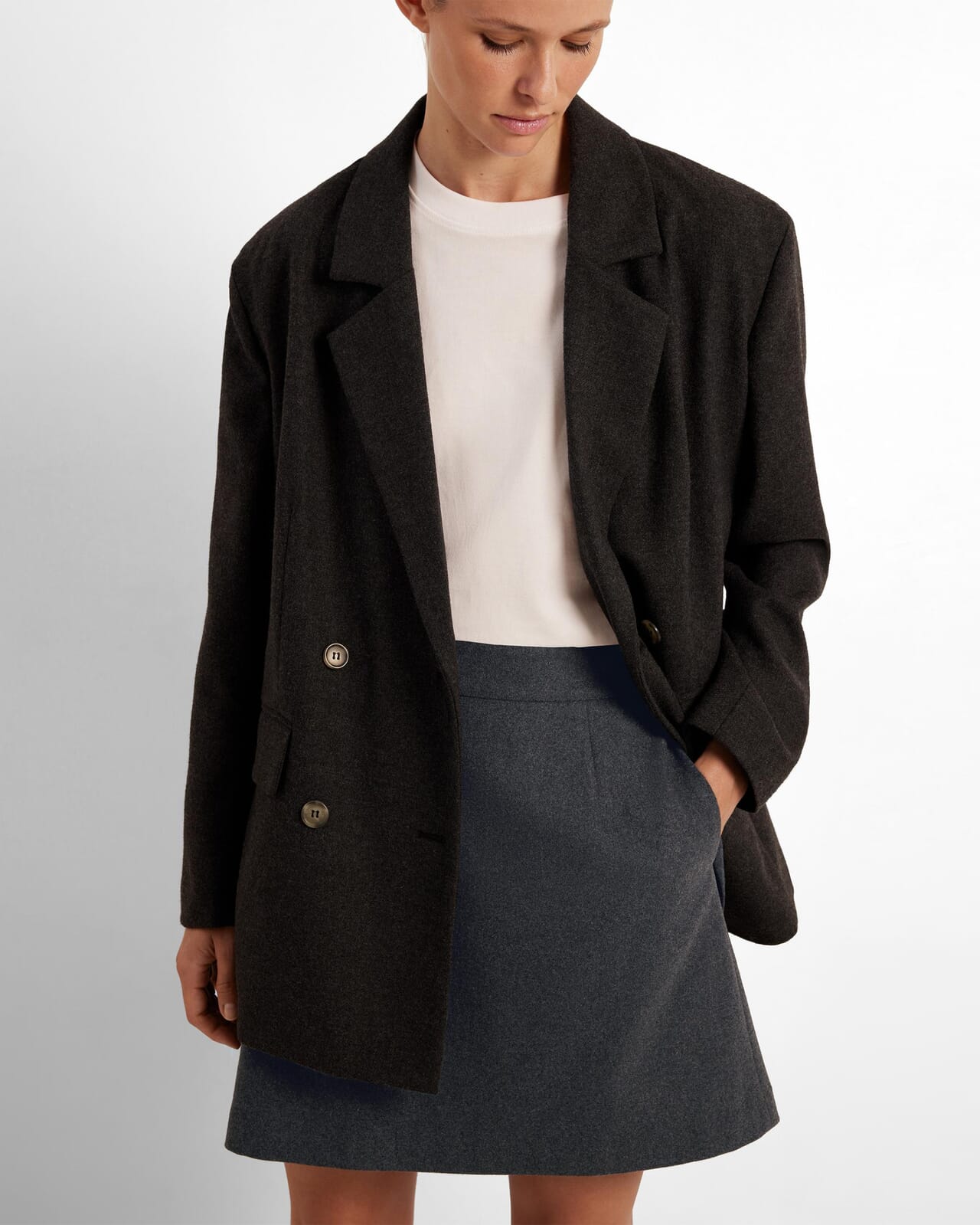 SELECTED FEMME Skjørt Mercy-Ula HW Mini Wool - Dark Grey Melange ...