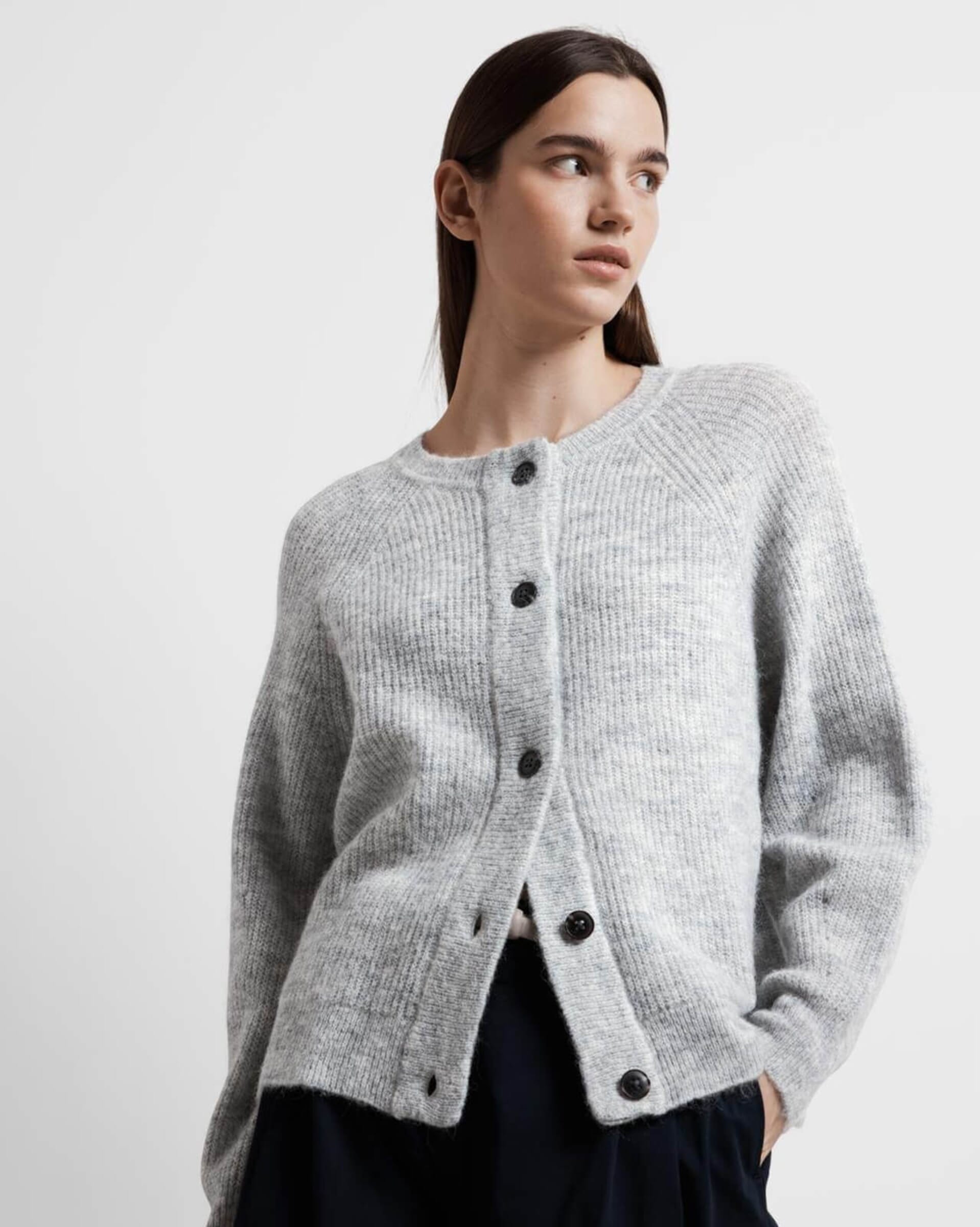 SELECTED FEMME Cardigan Lulu Ullmiks LS - Light Grey Melange