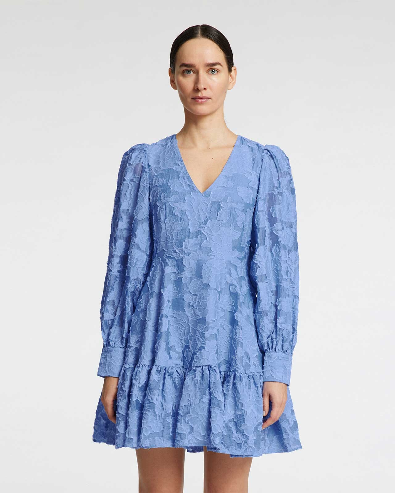 Selected Femme Kjole Callie-Sadie LS Short V-neck - Vista Blue