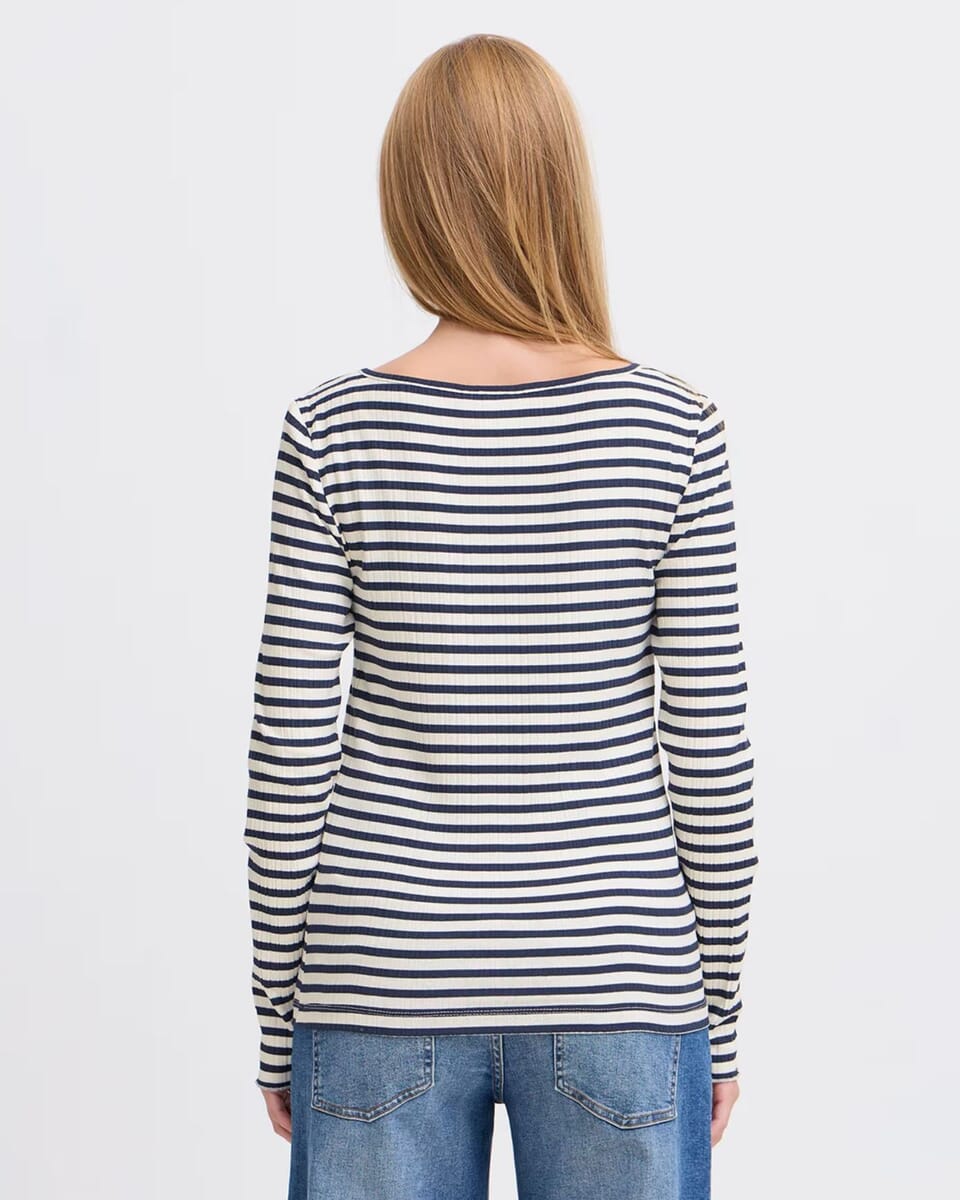 ICHI Topp Cella LS - Total Eclipse Stripe