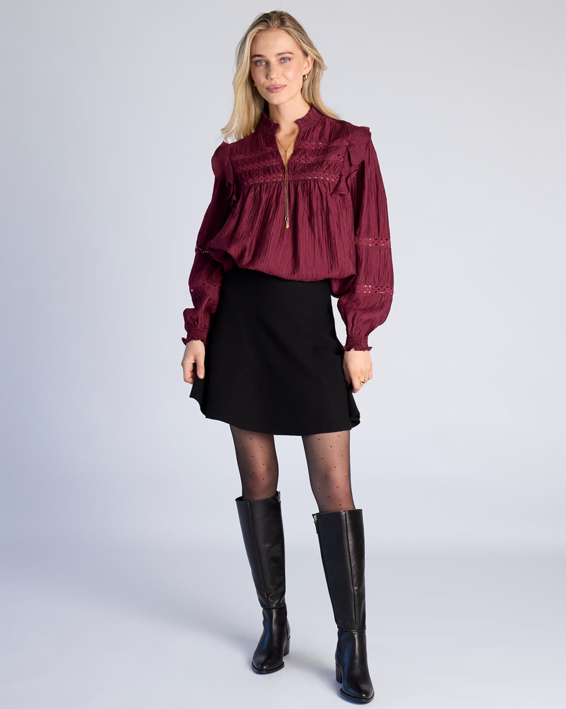 FLOYD Bluse Demi Wave - Deep Cherry