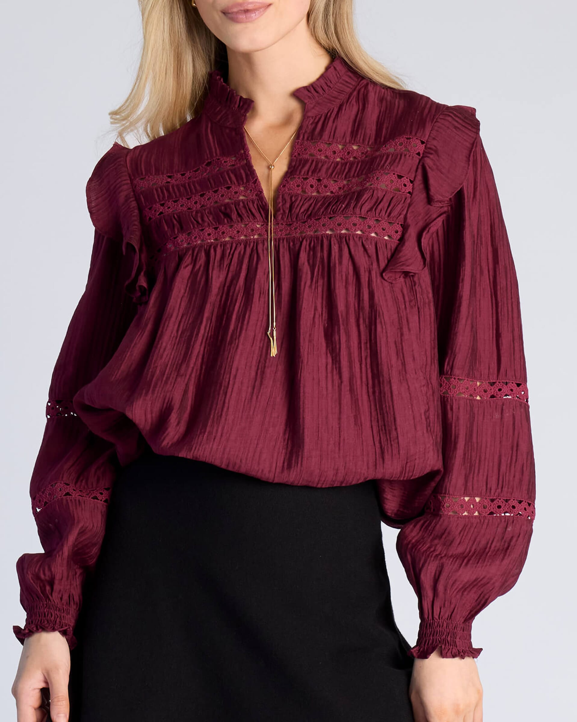 FLOYD Bluse Demi Wave - Deep Cherry