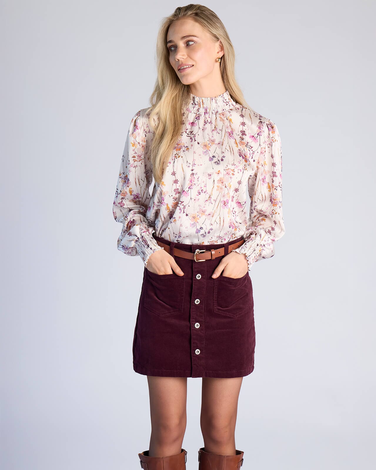 FLOYD Bluse Juliet Straw - Offwhite/ Pink