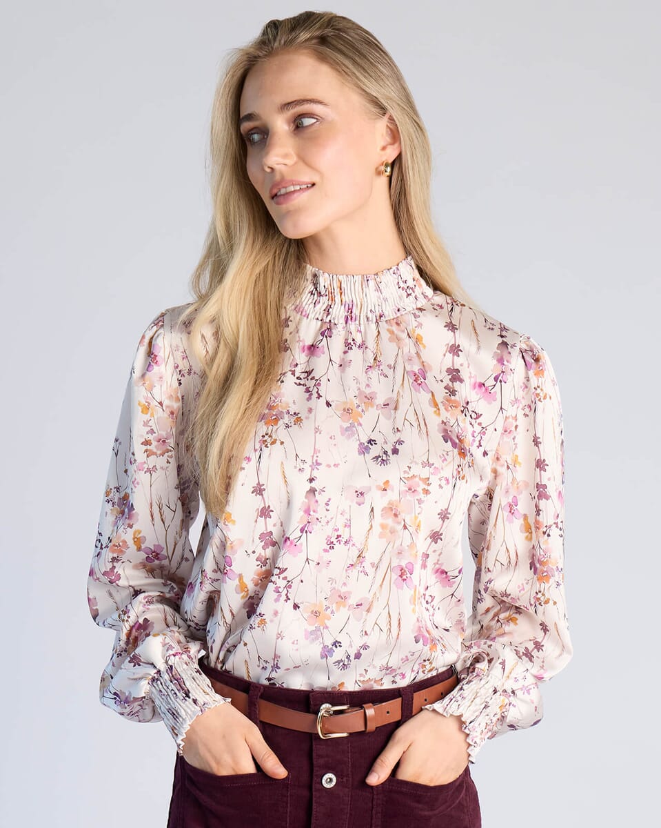 FLOYD Bluse Juliet Straw - Offwhite/ Pink