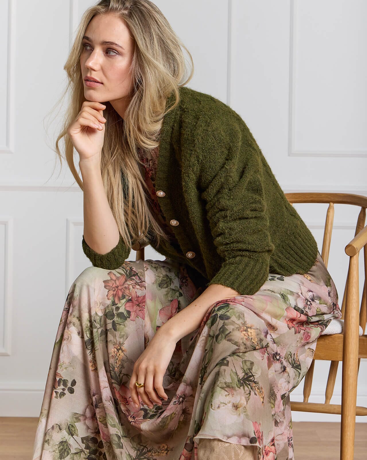 FLOYD Maxikjole Liane Orchid - Army Green