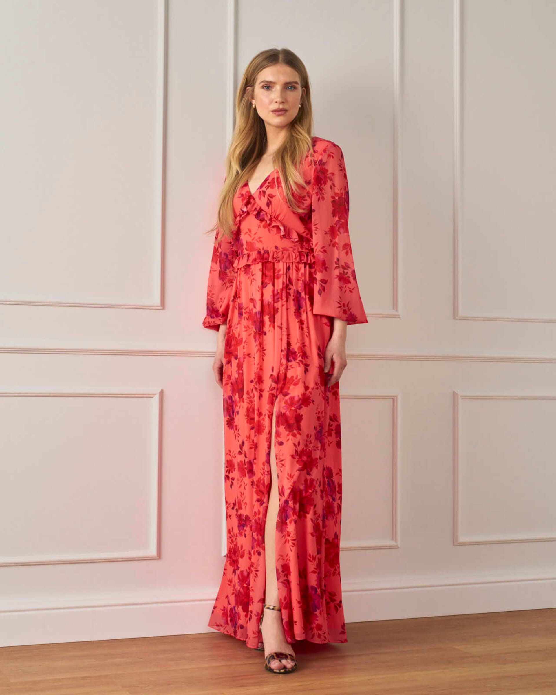FLOYD Maxikjole Clarissa Flower - Coral Mix