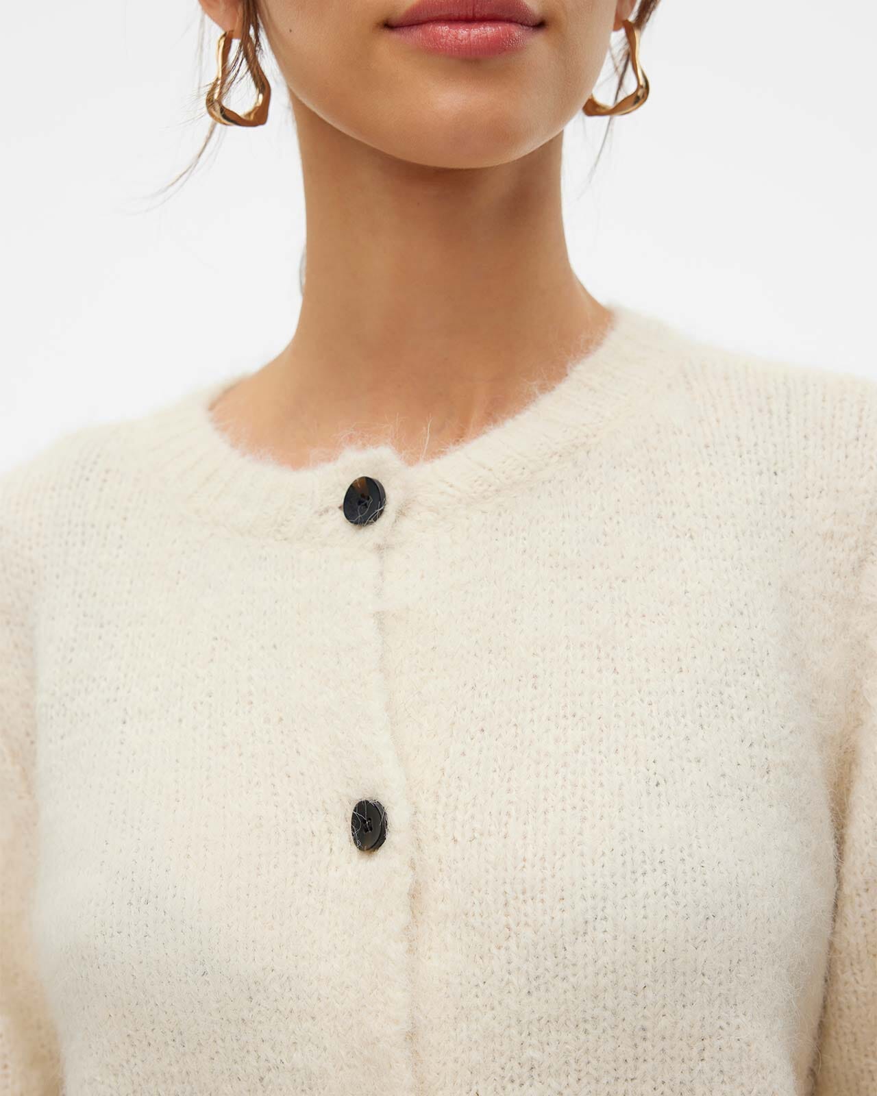 VERO MODA Strikket Cardigan Novah LS O-neck Button - Birch