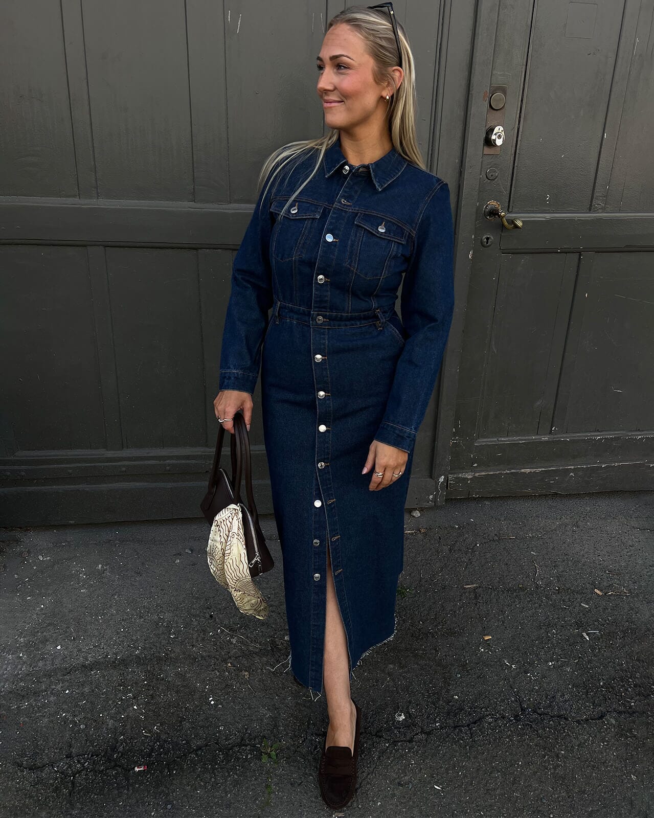 VERO MODA Denimkjole Molly LS ANK - Dark Blue Denim