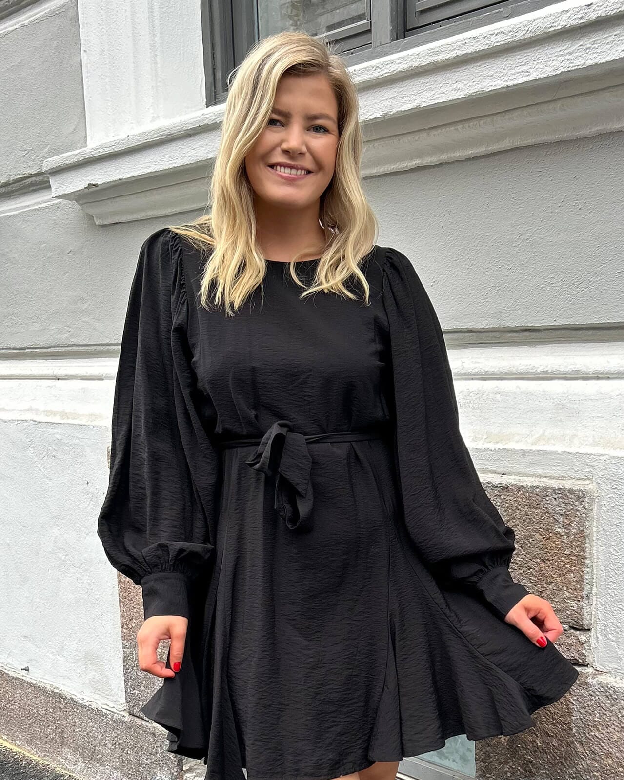 VILA Kjole Guaca O-neck L/S Short - Black Beauty