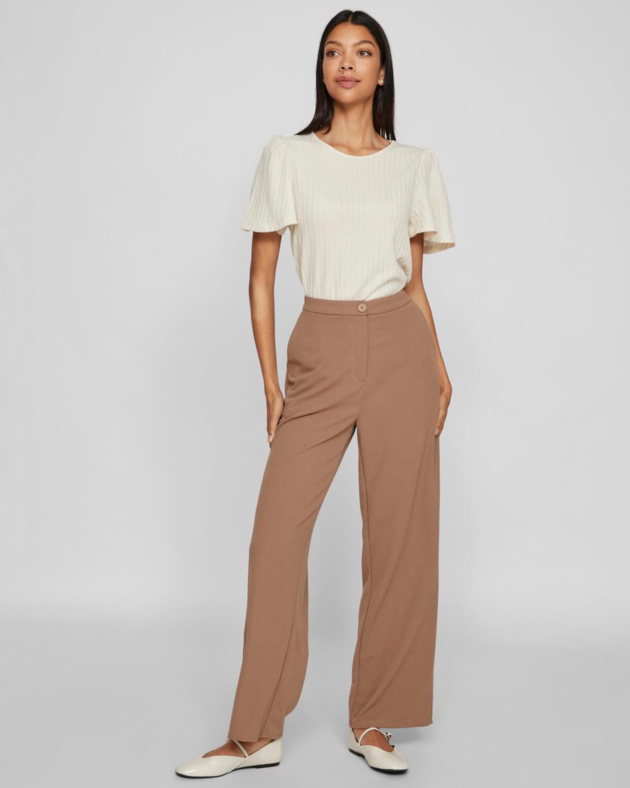 VILA Topp Whitney O-neck 2/4 Top - Birch | Topper | FLOYD.no