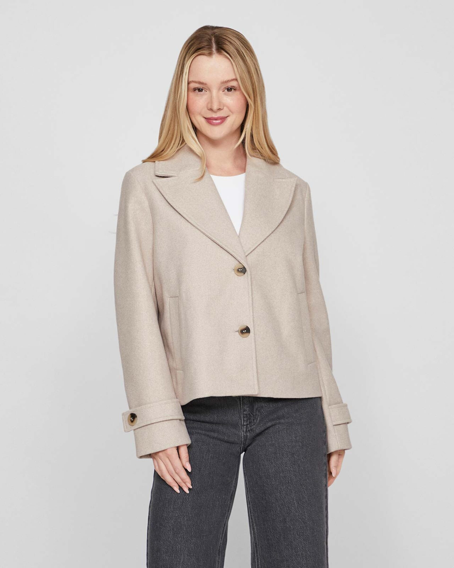 VILA Jakke Solo L/S Short - Natural Melange