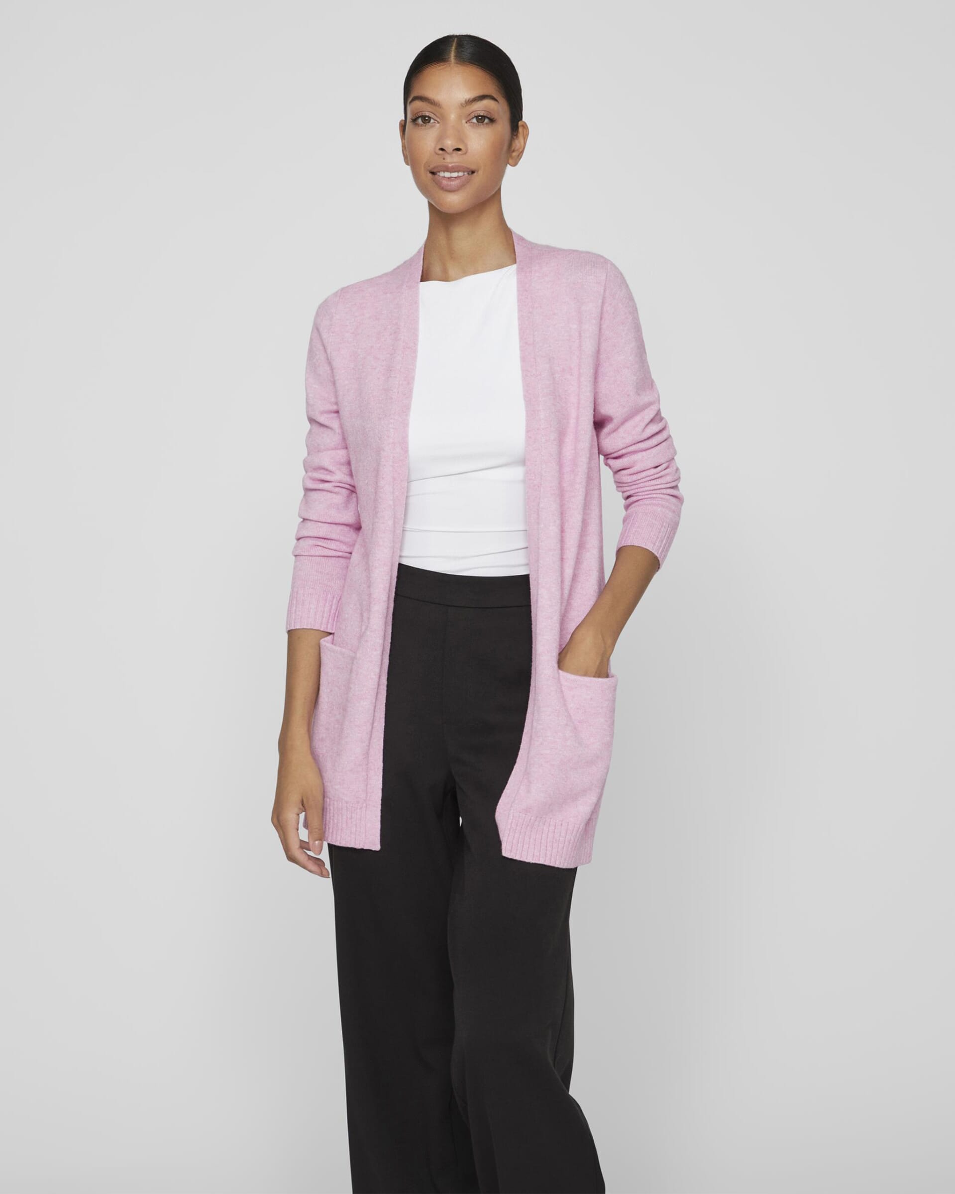 VILA Cardigan Ril Open L/S - Pastel Lavender/ Light Melange | Cardigans ...