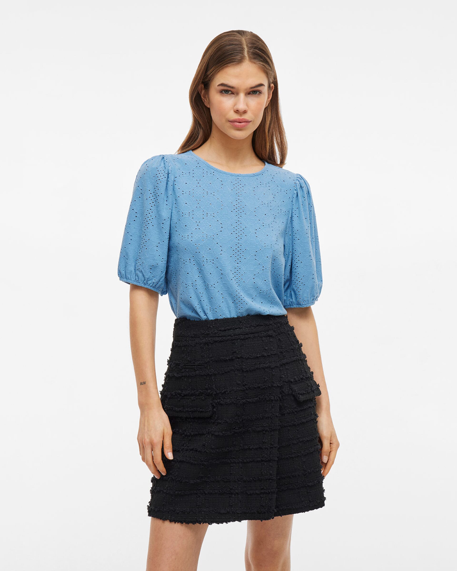 VILA Topp Kally O-neck 2/4 Top - Blissful Blue
