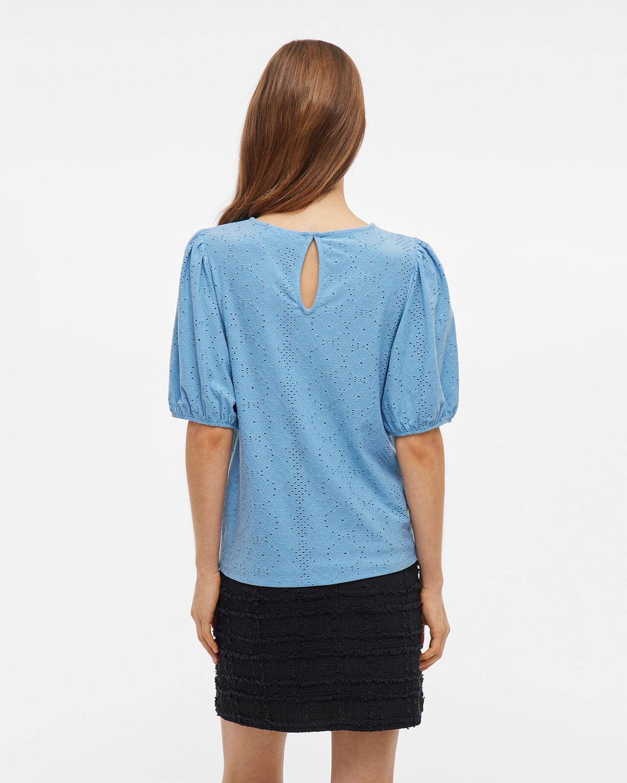 VILA Topp Kally O-neck 2/4 Top - Blissful Blue