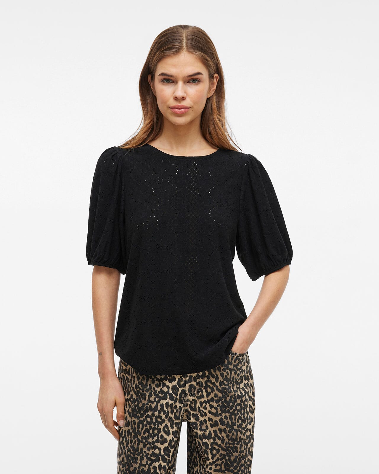 VILA Topp Kally O-neck 2/4 Top - Black Beauty