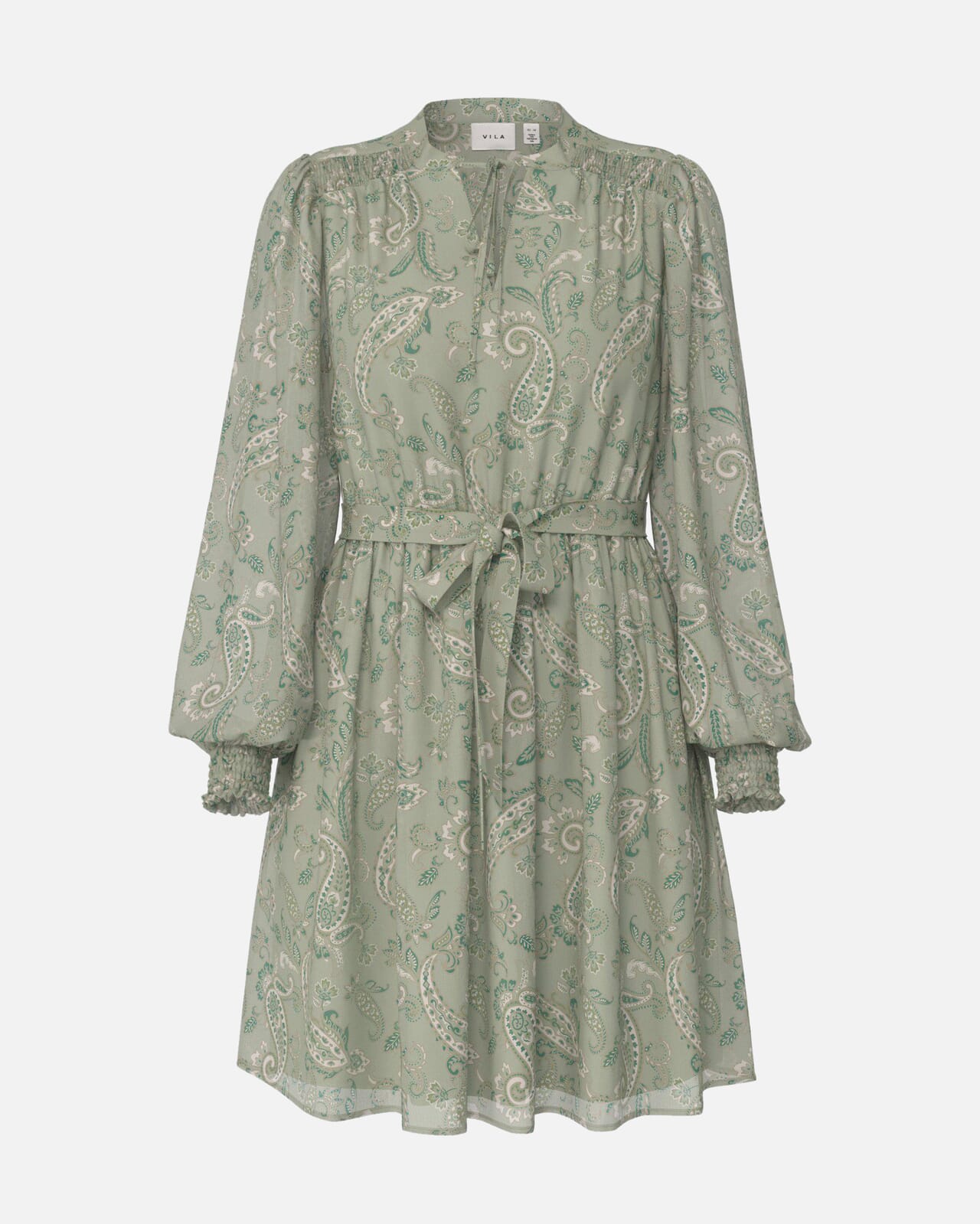 VILA Kjole Falia L/S Short - Swamp Paisley | Kjoler i chiffon og ...