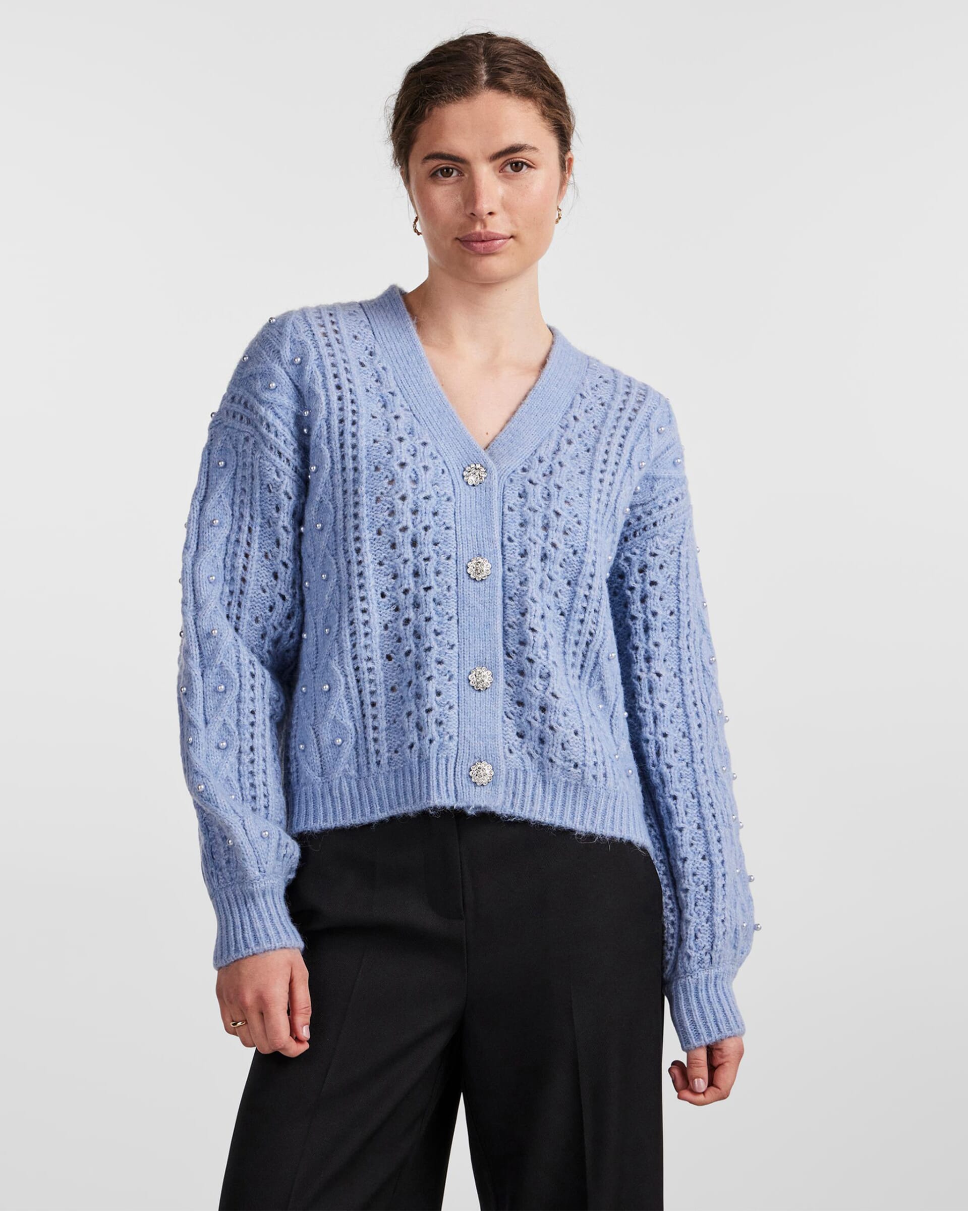 Y.A.S Cardigan Bunella Pearl LS Knit - Brunnera Blue | Cardigans til ...