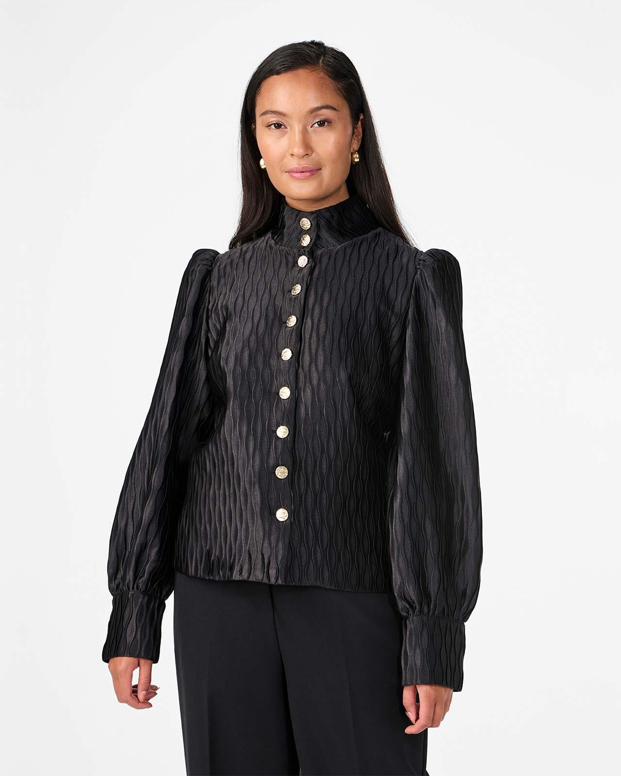 Y.A.S Skjorte Ripple LS - Black
