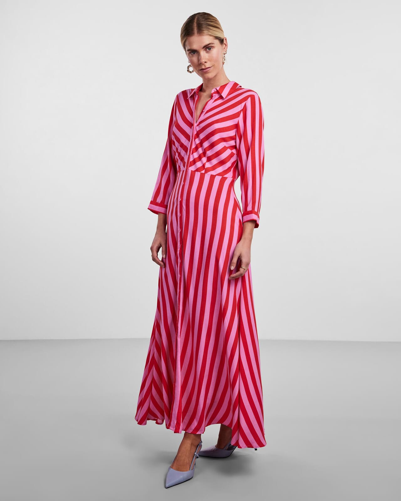 Y.A.S Maxikjole Savanna Long Shirt - Cyclamen/ Bittersweet