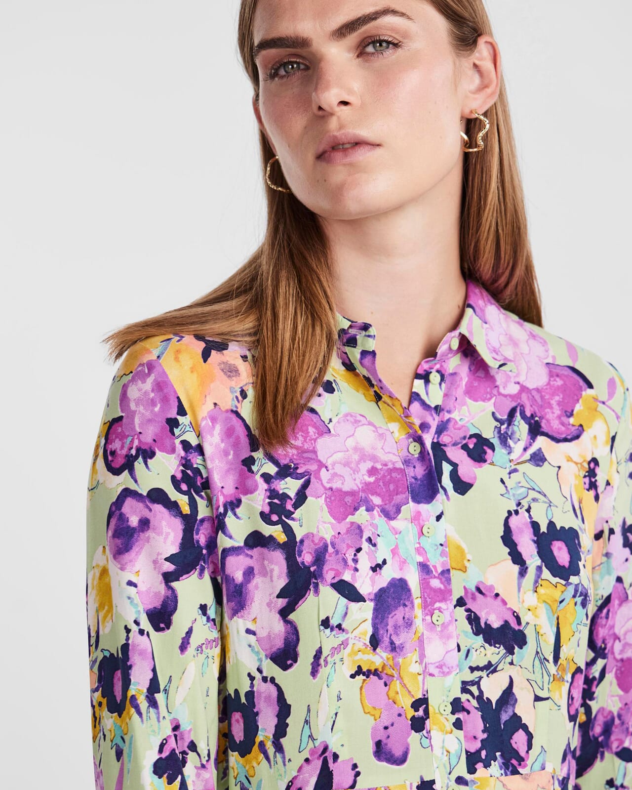 Y.A.S Maxikjole Savanna Long Shirt - Quiet Green/ Annina | Lange ...
